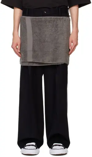 DOUBLET Onsen Towel Felted-finish Trousers - Black