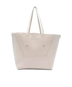 Brunello Cucinelli BC Duo Geometric Leather Tote Bag Ivory