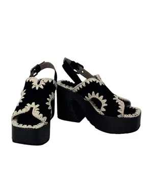 Mou Platform Sandals With Crochet Trim