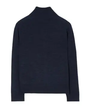 Burberry Check Trim Wool Half-zip Sweater - Deep Navy Blue
