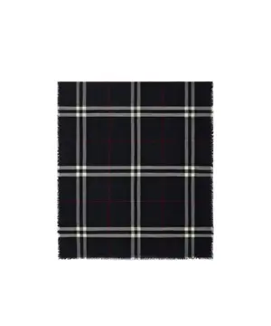 Burberry Checked Knit Fringed Scarf