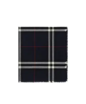Burberry Checked Knit Fringed Scarf