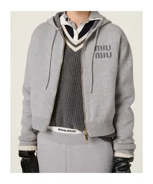 Miu Miu Double Cashmere Zipper Hoodie Cardigan