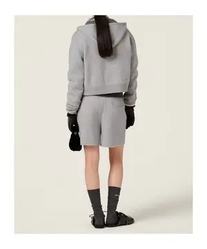 Miu Miu Double Cashmere Zipper Hoodie Cardigan