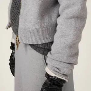 Miu Miu Double Cashmere Zipper Hoodie Cardigan