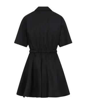 Prada Logo Plaque Drawstring Mini Dress