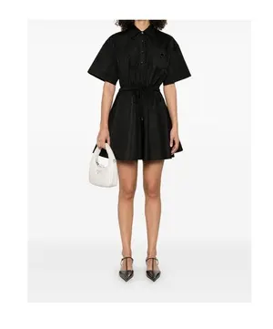 Prada Logo Plaque Drawstring Mini Dress