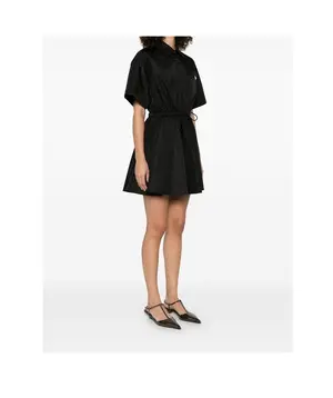 Prada Logo Plaque Drawstring Mini Dress