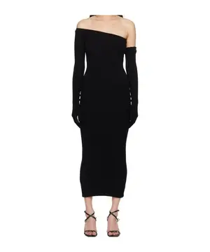 JEAN PAUL GAULTIER Asymmetrical Neckline Dress With Integrated Gloves