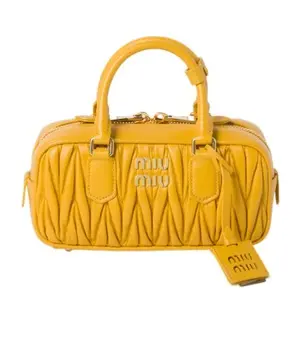 Miu Miu Arcadie Matelassé Nappa Leather Bag - Yellow