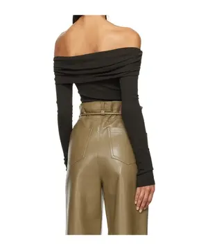 Nanushka Amily Off-the-shoulder Mesh Jersey Top