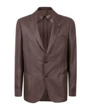 LARDINI Panama-textured Two-button Blazer - Brown
