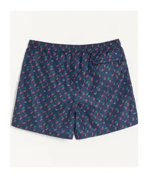 Valentino Garavani Cherryfic Logo Printed Swim Shorts - Blue