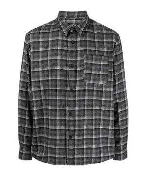 A.p.c. Checked Wool-blend Shirt - Black