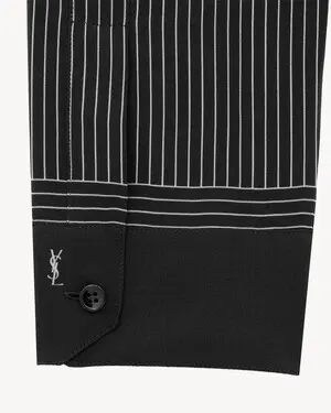 Saint Laurent Cassandre Shirt In Striped Silk