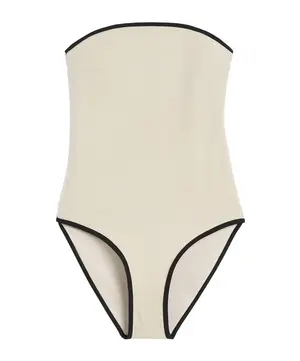 TOTEME Strapless Swimsuit With Contrasting Trim - Light Hay