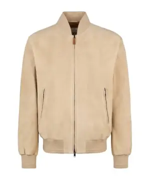 TOD'S Suede Bomber Jacket - Beige