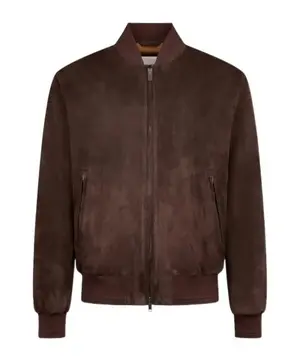 TOD'S Suede Bomber Jacket - Brown