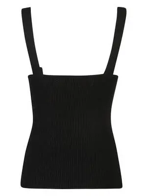 TWINSET Ribbed Knit V-neck Top With Logo Detail