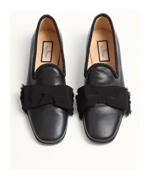 Valentino Garavani Leather Fringe Detailed Slip-on Loafers