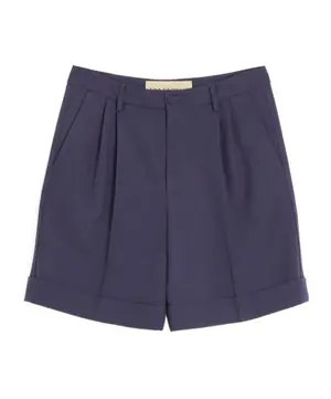 Valentino Garavani Cuffed Wool Bermuda Shorts - Blue