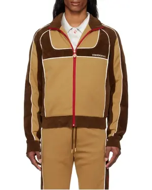Casablanca Chenille Panelled Track Jacket - Brown