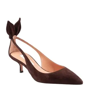 AQUAZZURA Suede Pointed Toe Pumps With Back Bow