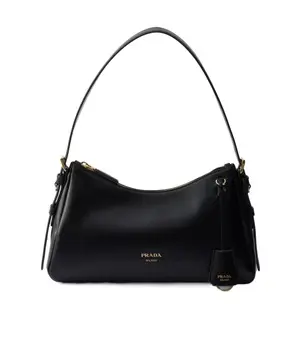 Prada Aimée Medium Leather Shoulder Bag - Black