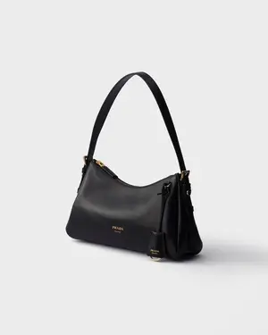 Prada Aimée Medium Leather Shoulder Bag - Black