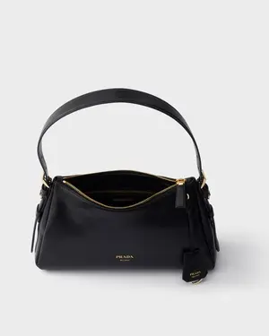 Prada Aimée Medium Leather Shoulder Bag - Black