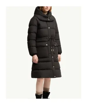 Moncler Pic Hooded Long Down Jacket - Black
