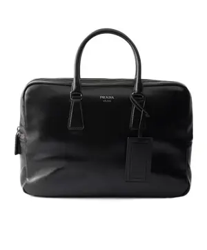 Prada Leather Work Bag - Black
