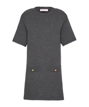 Valentino Garavani Short-sleeved Knit Dress - Gray/mixed Color