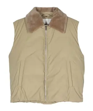 Nanushka Fleece-collar Padded Gilet - Nude