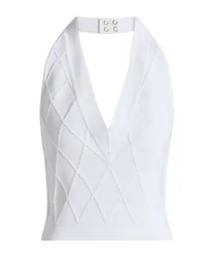 Balmain Quilted Knit Halterneck Top - White
