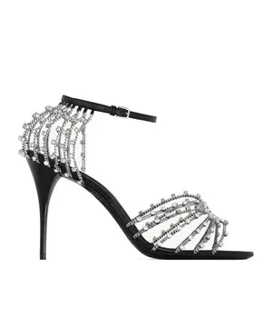 Saint Laurent Babylone High-heeled Sandals - Black And Silver