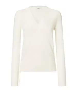 Fendi Slim Fit Jumper With Embroidered Logo And Contrast Stitching