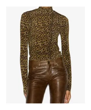 Isabel Marant Étoile Joyela Leopard Print Turtleneck Top