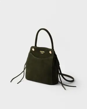 Prada Carry Mini Suede Handbag - Forest