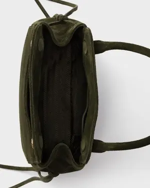 Prada Carry Mini Suede Handbag - Forest