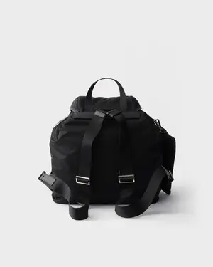 Prada Medium Quilted Re-nylon Backpack With Saffiano Leather Trim - Black
