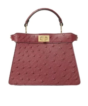 FENDI Peekaboo ISeeU Petite Dark Red Ostrich Bag