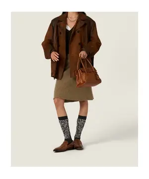 Miu Miu Double-breasted Waxed Suede Caban Jacket