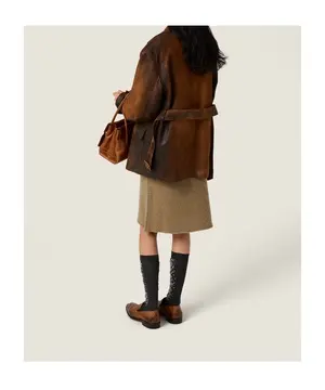 Miu Miu Double-breasted Waxed Suede Caban Jacket