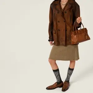 Miu Miu Double-breasted Waxed Suede Caban Jacket
