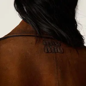 Miu Miu Double-breasted Waxed Suede Caban Jacket