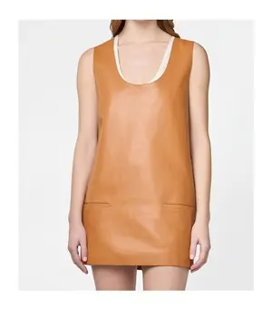 TOD'S Sleeveless Scoop Neck Leather Dress