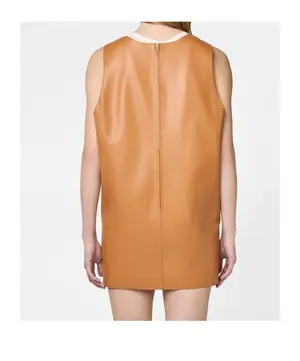 TOD'S Sleeveless Scoop Neck Leather Dress