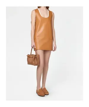 TOD'S Sleeveless Scoop Neck Leather Dress