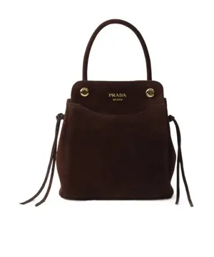 Prada Prada Carry Mini Suede Handbag Dark Brown